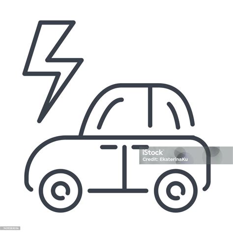 번개 기호가 있는 벡터 격리된 자동차 아이콘입니다 전기 자동차 및 환경 보전 0명에 대한 스톡 벡터 아트 및 기타 이미지 0