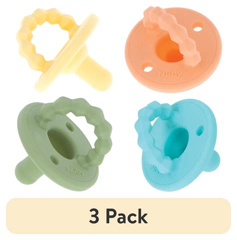3 Pack Nuby Softees Pacifier And Teether For Babies 4 Pack
