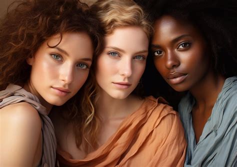 Group Portrait Of Diverse Young Natural Multiethnic And Multicultural Womenai Generative