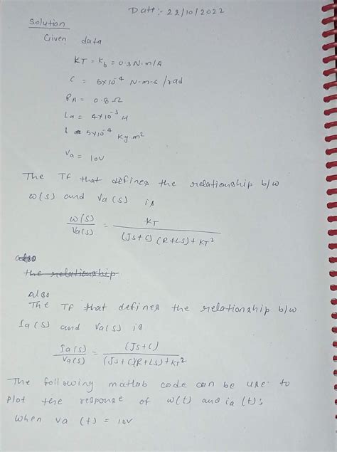 Solved Section 69 Matlab Applications 649 The Parameter Values For A Course Hero