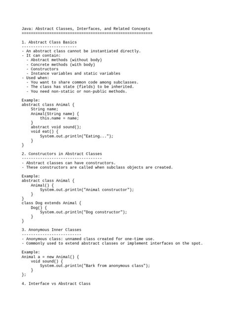 Java Abstract Vs Interface Summary Pdf Class Computer Programming