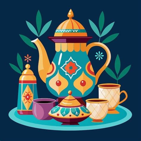 Premium Vector Moroccan Tea Set Vector Graphics Illustration Eps Source File Format Lossless