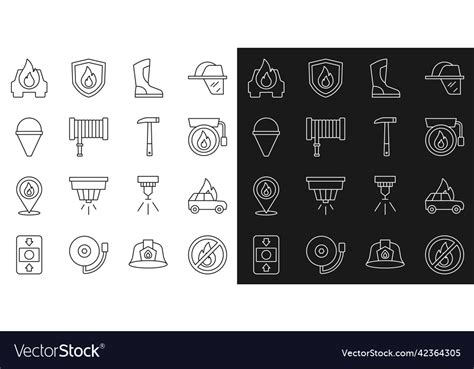 Set Line No Fire Burning Car Ringing Alarm Bell Vector Image