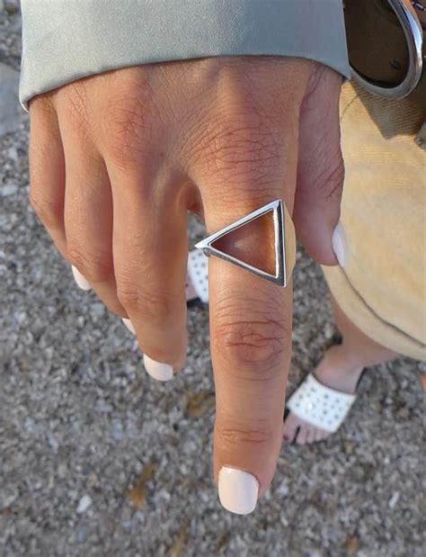 Triangle Ring Silver Sterling Silver Triangle Ring Open Triangle Ring