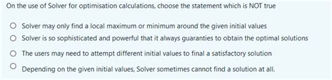 Solved On The Use Of Solver For Optimisation Calculations