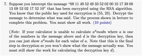 7 suppose you intercept the message 09