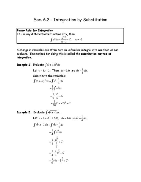 Calc 7 2 Notes None Sec 6 Integration By Substitution Power