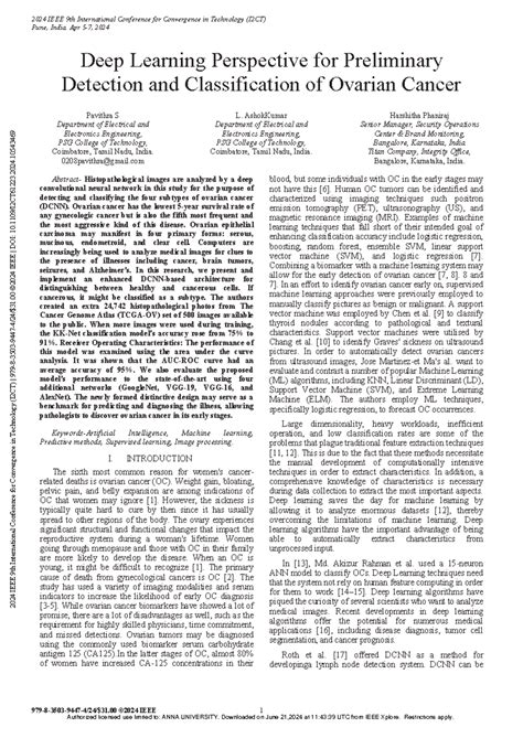 Deep Learning Perspective For Preliminary Detection And Classification Of Ovarian Cancer Deep