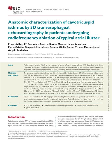 Pdf Anatomic Characterization Of Cavotricuspid Isthmus By 3d Transesophageal Echocardiography