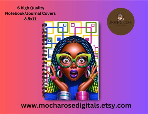 Whimsical Expressive Black Woman Notebook Covers Journal Covers Afro Notebook Covers 8 5x11