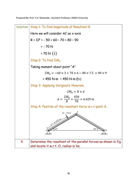 Unit 1 Force System Solved Problems On Force System Pdf