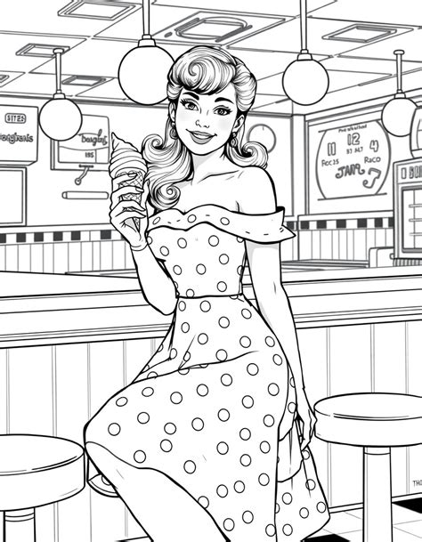 Vintage Diner Girls Coloring Pages Cool Coloring Pages