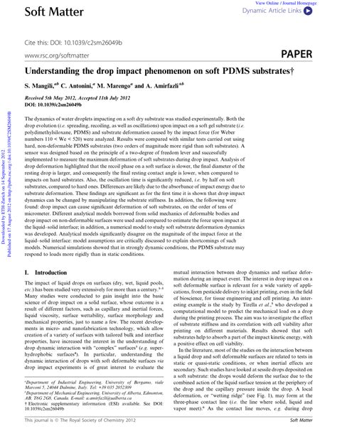 Pdf Understanding The Drop Impact Phenomenon On Soft Pdms Substrates