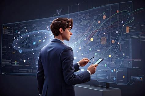 Premium Ai Image A Businessman Harnessing Ai Big Data Digital Neural Networks To Analyze