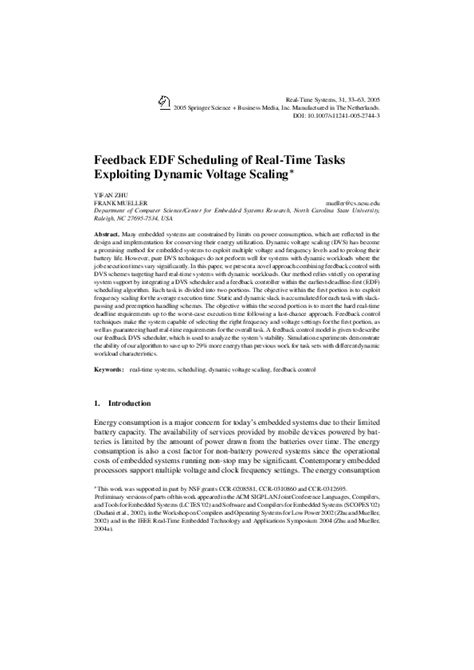 pdf feedback edf scheduling of real time tasks exploiting dynamic