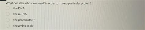 Solved What Does The Ribosome Read In Order To Make A