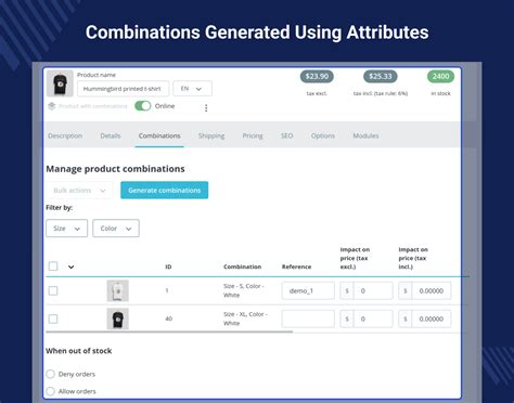prestashop product attribute image display attribute options as