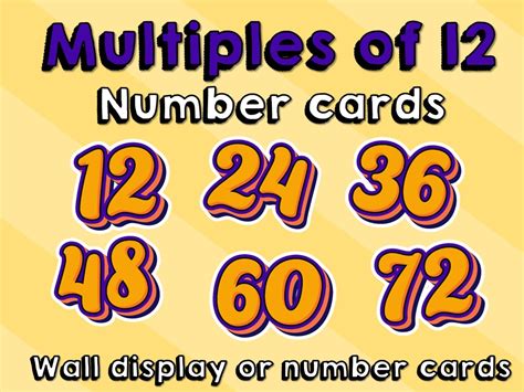 Multiples Of 12 Numbers For Display Or Flash Cards Teaching Resources