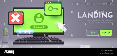 Computer With Login Window On The Screen Network Security And Privacy Private Access Concept