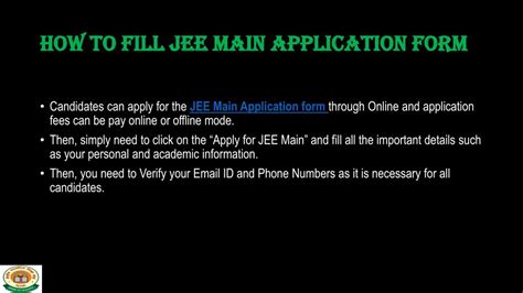 PPT JEE MAIN Application Form PowerPoint Presentation Free Download ID