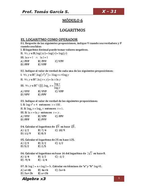 Logaritmos Pdf Funciones Especiales Combinatoria