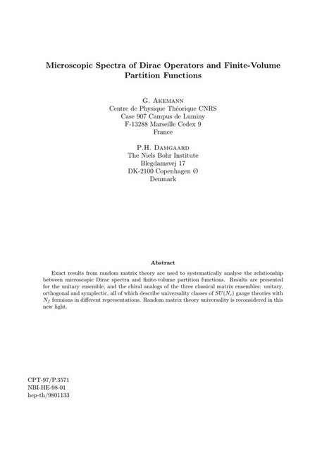 pdf microscopic spectra of dirac operators and finite volume · 1