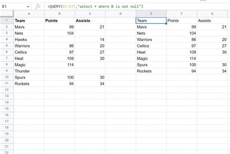 Google Sheets Query How To Ignore Blank Cells In Query