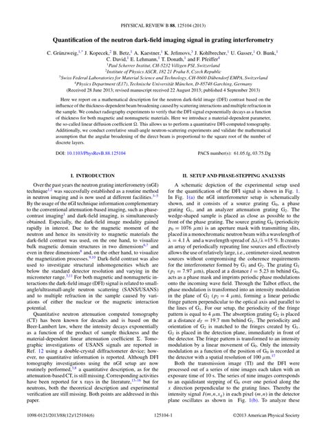 Pdf Quantification Of The Neutron Dark Field Imaging Signal In Grating Interferometry