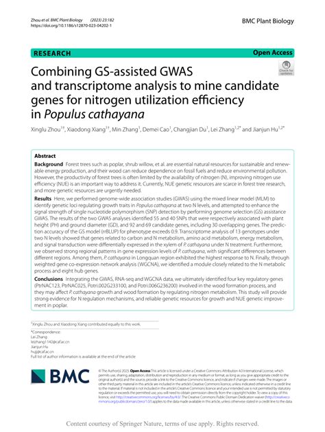 Pdf Combining Gs Assisted Gwas And Transcriptome Analysis To Mine