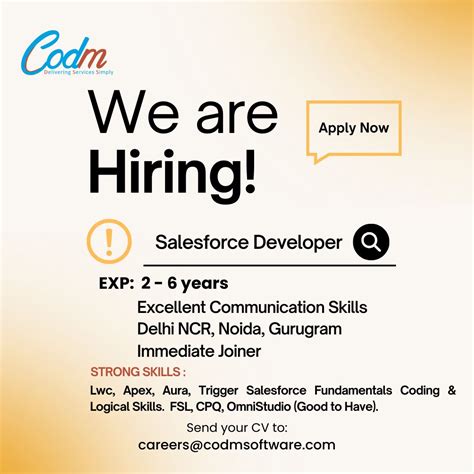 Codm Software On Linkedin Hiring Salesforcedeveloper Salesforcejobs Delhincr Delhijobs…