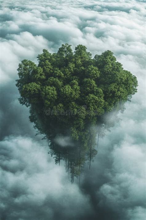 Floating Forest Above The Clouds Stock Illustration Illustration Of Forest Green 358122810