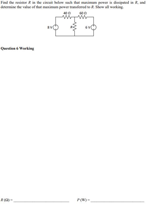 solved find the resistor r in the circuit below such that