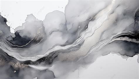 Abstract Grayscale Artwork With Flowing Lines And Metallic Accents Background Abstract Art