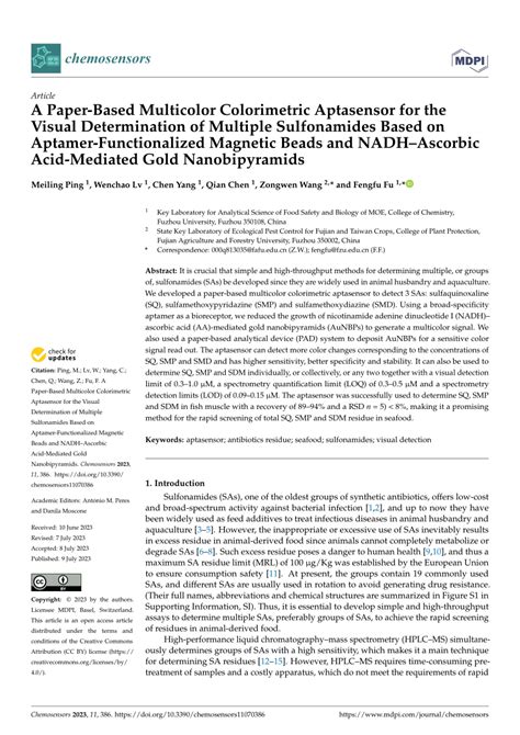 Pdf A Paper Based Multicolor Colorimetric Aptasensor For The Visual Determination Of Multiple