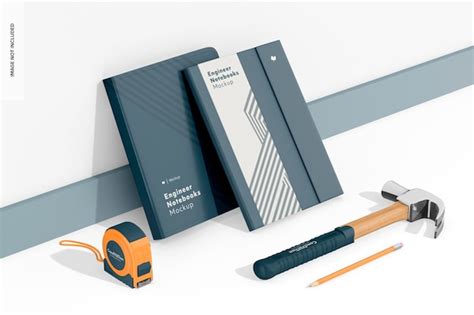 premium psd engineer notebooks mockup high angle view
