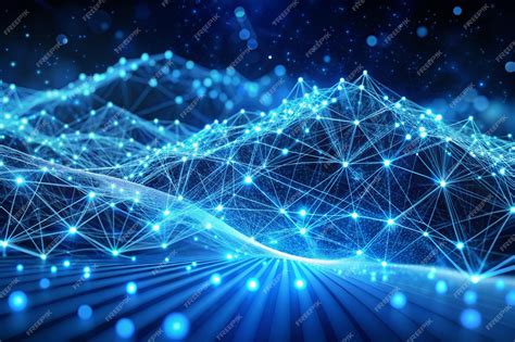 Premium Photo Abstract Blue Digital Particles Wave And Digital Data Network Connections For A