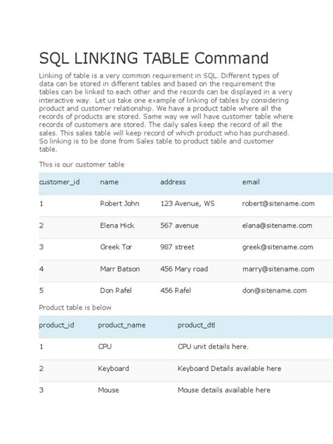 Sql Linking Table Command Pdf Information Retrieval Information