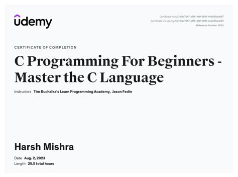 Harsh Mishra On Linkedin Udemycourse Udemycertificate Clanguage