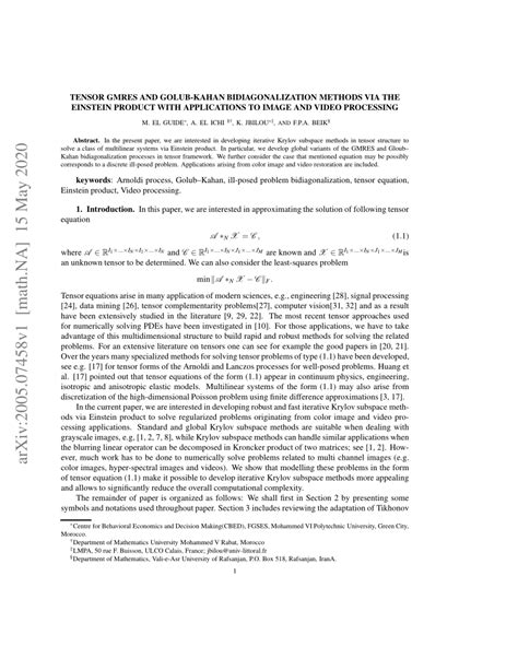 Pdf Tensor Gmres And Golub Kahan Bidiagonalization Methods Via The