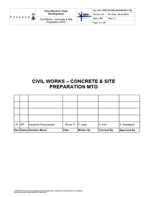 Pp67 Pe Gen 00 Dor Mt I 120rev01 Civil Works Concrete And Site