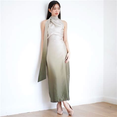 Jual Athena Dress Sand Sage Green Shopee Indonesia