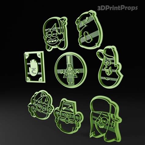 Stl File Gravity Falls Cookie Cutters Bill Cipher Mabel Waddles