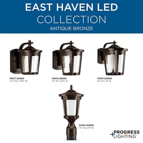 Progress Lighting East Haven Led 9 75 In H Black Integrated Led Outdoor