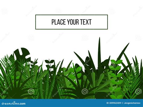 Dense Jungle Grass Background Flat Stock Vector Illustration Of Tree