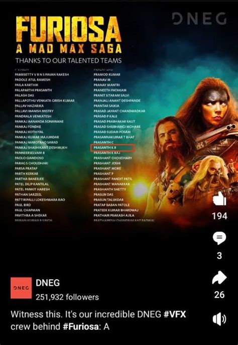 Prasanth Kr On Linkedin One More Credits Thanks Dneg For Giving Me