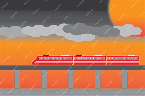Premium Vector The Vector Public Train The Fast Train Passes In The