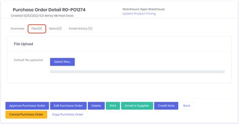 adding files to purchase orders in workguru workguru support portal