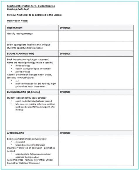 A Guided Reading Observation Template - Ms. Houser