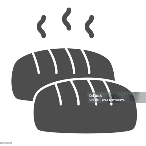 뜨거운 덩어리 단단한 아이콘 베이커리 개념 흰색 배경에 증기 기호가있는 빵 모바일 컨셉 및 웹 디자인을위한 문말 스타일의 빵