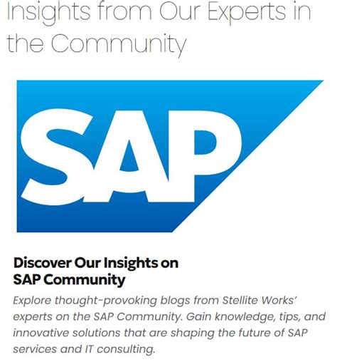 Sapcommunity Sapsolutions Sapexperts Knowledgesharing Innovation Stellite Works